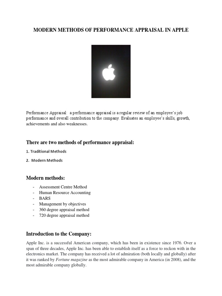 Apple Inc. Performance Appraisal Methods | PDF | Performance Appraisal ...