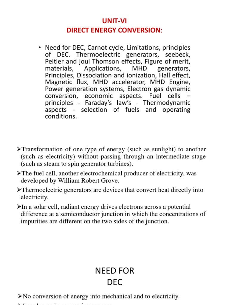 DIRECT ENERGY CONVERSION GUIDE | PDF | Fuel Cell | Magnetohydrodynamics