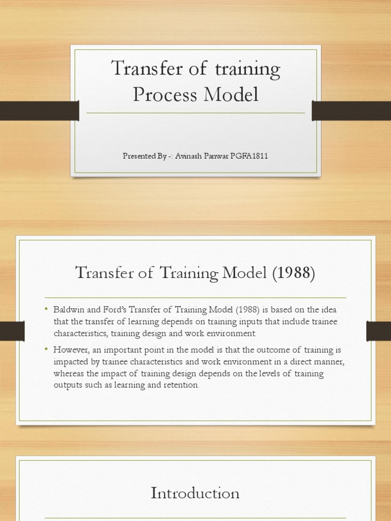 Transfer of Training Process Model | PDF | Attitude (Psychology) | Learning