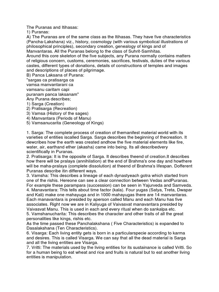 The Puranas and Itihasas | PDF | Puranas | Indian Religious Texts