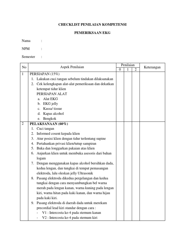 Checklist Ekg | PDF