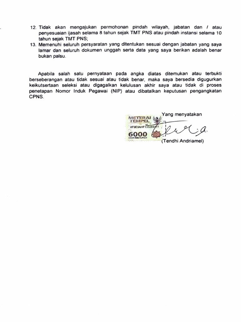 Contoh TTD Cpns | PDF