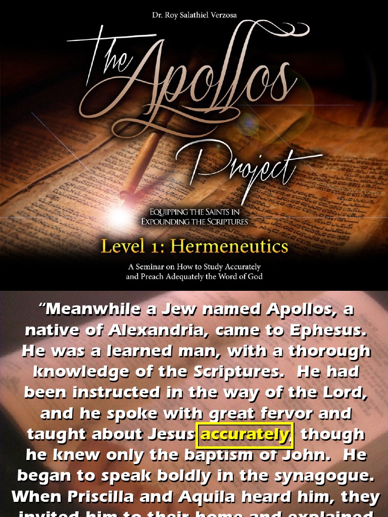 Apollos Seminar Notes (Level 1 - 1) PDF | PDF | Bible | Theology