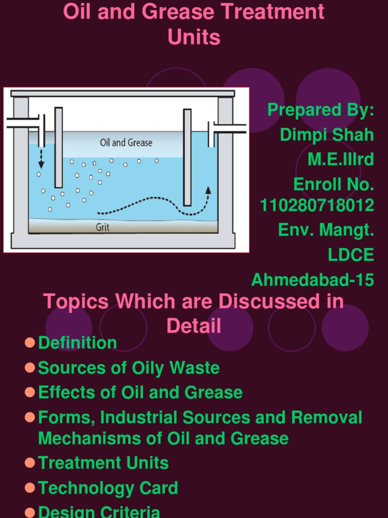 Seminar On Oil and Grease Removal Technologies | PDF | Sewage Treatment ...