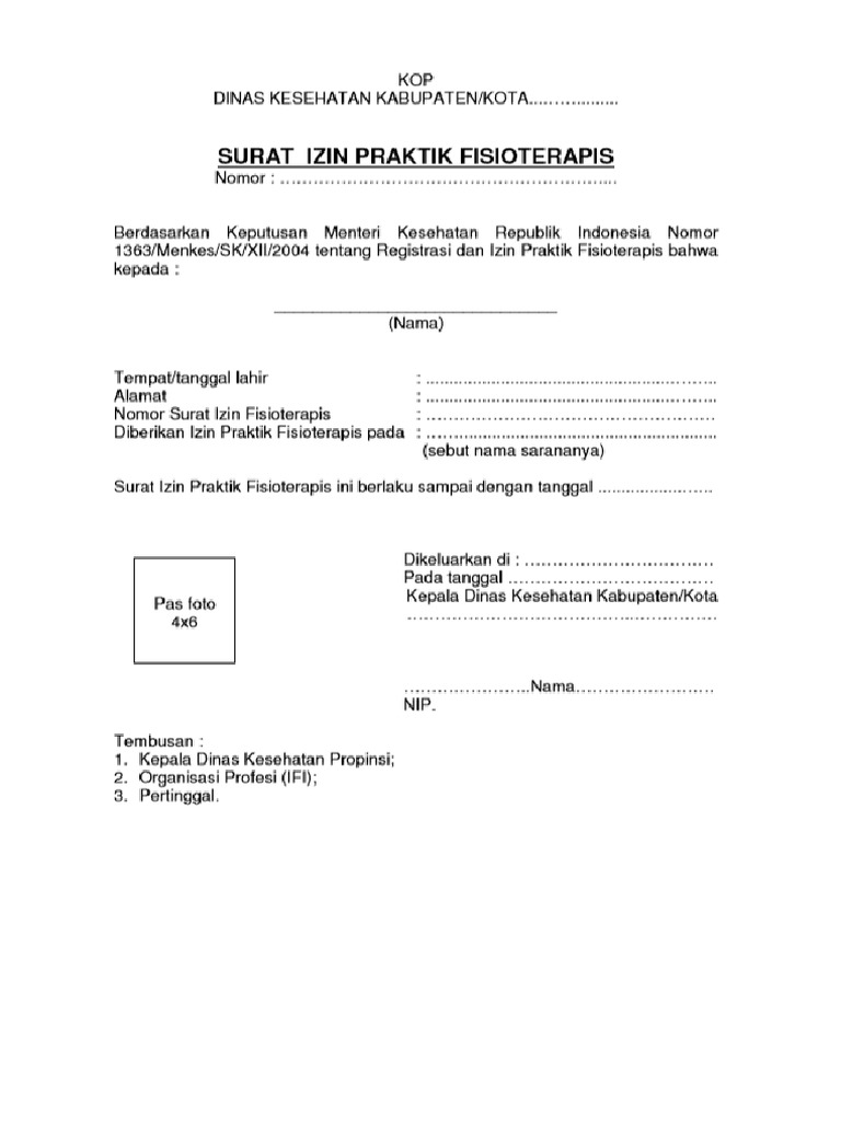 Persyaratan Untuk Membuat Surat Izin Praktek Fisioterapi | PDF