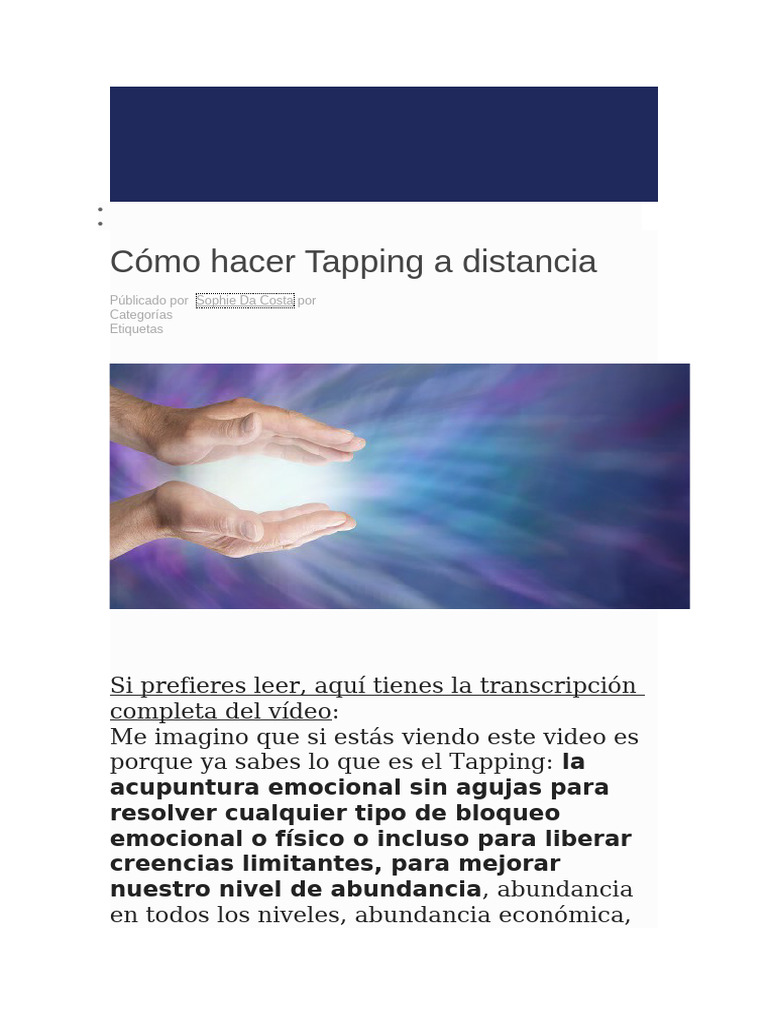Cómo Hacer Tapping A Distancia | PDF | Qi | Qigong
