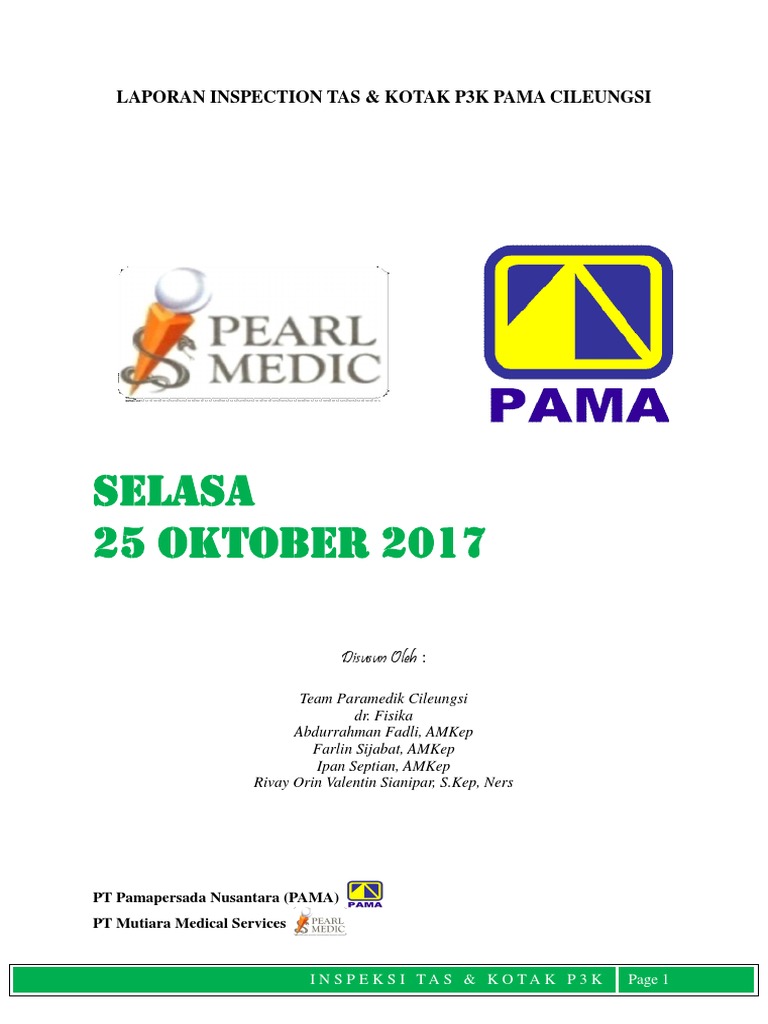 Laporan Hasil Inspeksi Tas P3K & KOTAK P3K | PDF