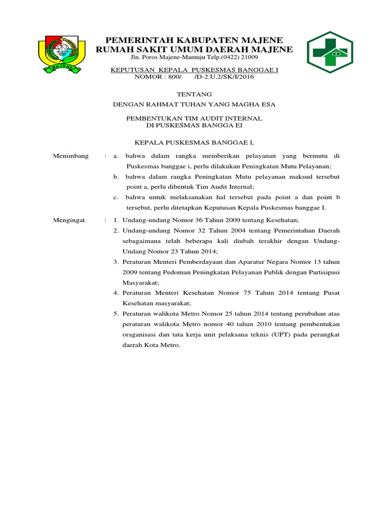 PEMERINTAH KABUPATEN MAJENE SK | PDF