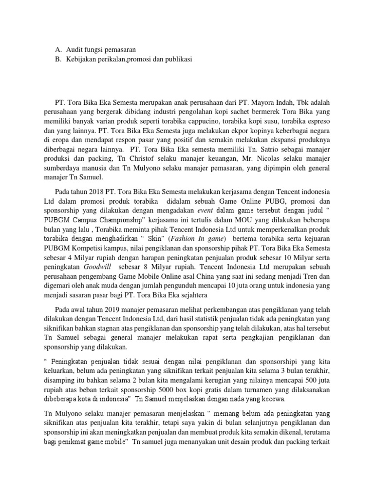 Audit Fungsi Pemasaran | PDF