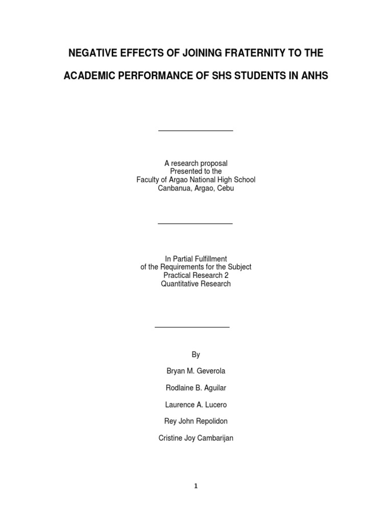 Impact of Joining Fraternity to the Academic Performance of Students ...