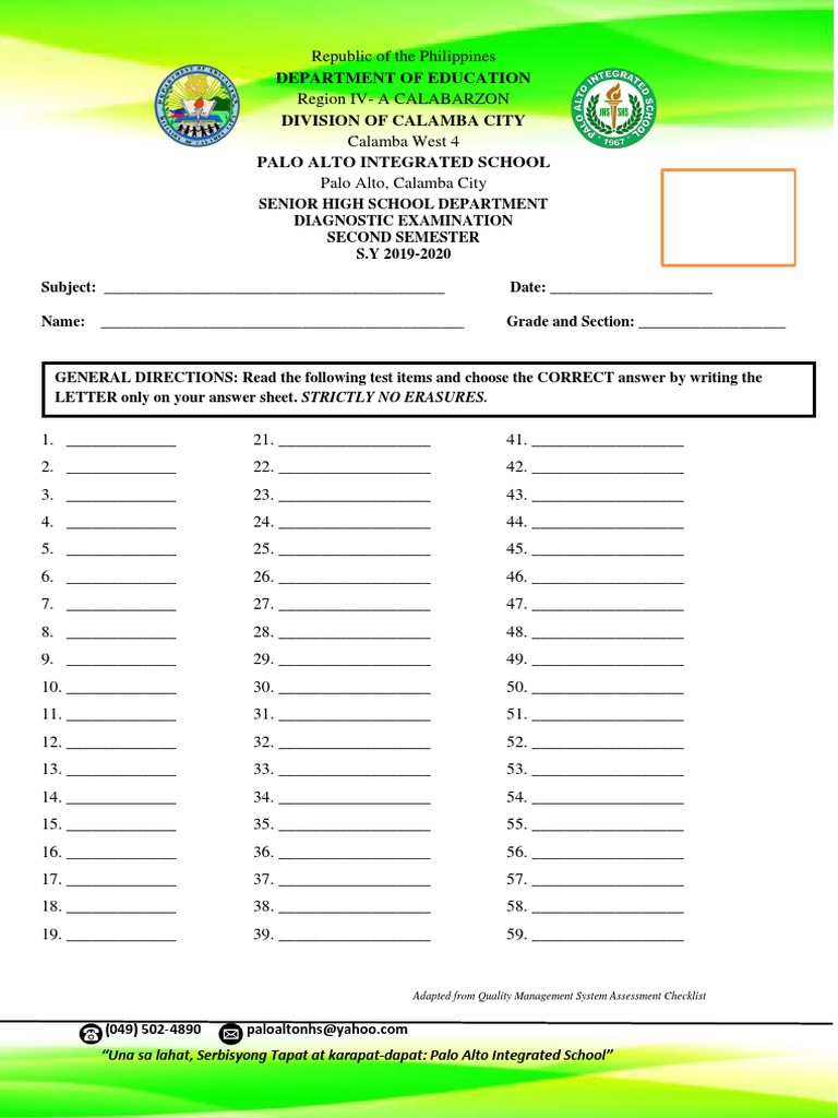ANSWER SHEETS For Qualifying Exam | PDF | Test (Assessment ...