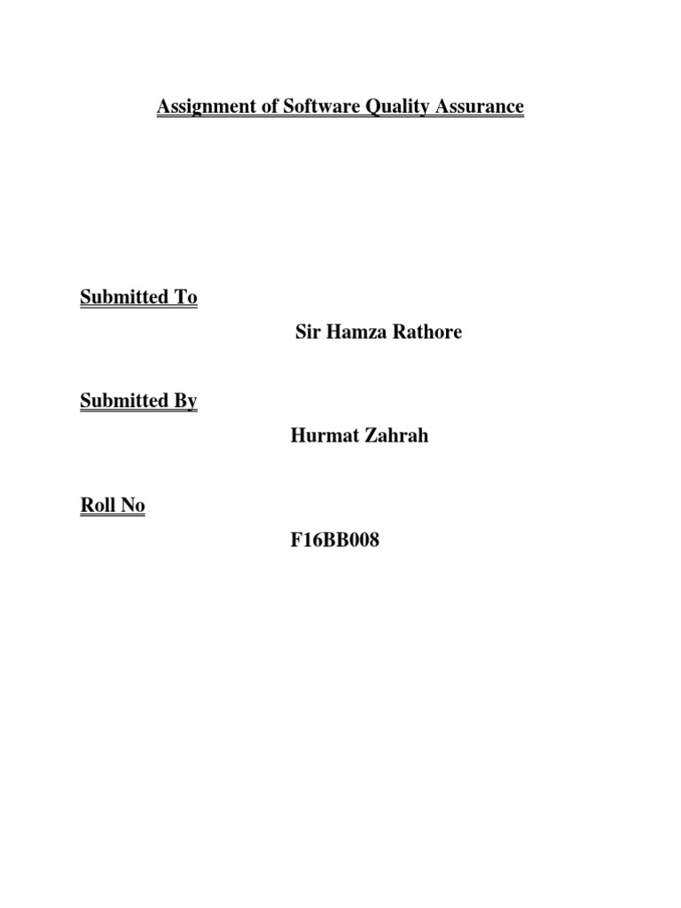 Assignment of Software Quality Assurance | PDF | Software Testing ...