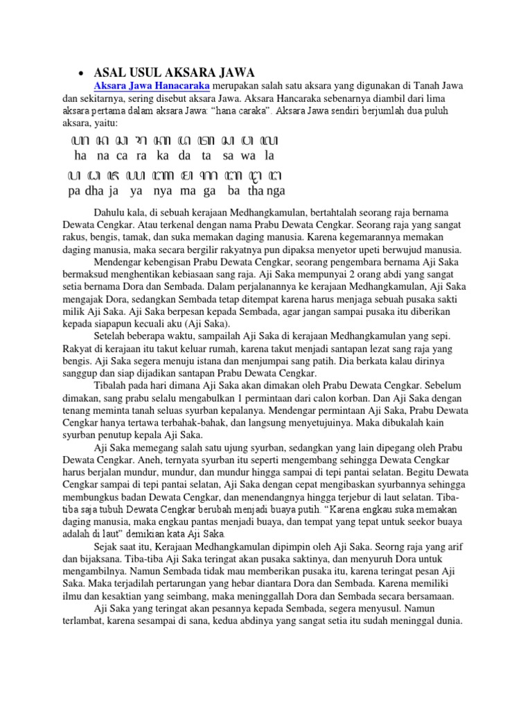 Asal Usul Aksara Jawa | PDF