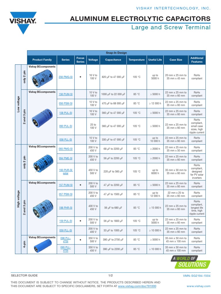Electrolytic Capacitor Datasheet | PDF | Capacitor | Energy Storage