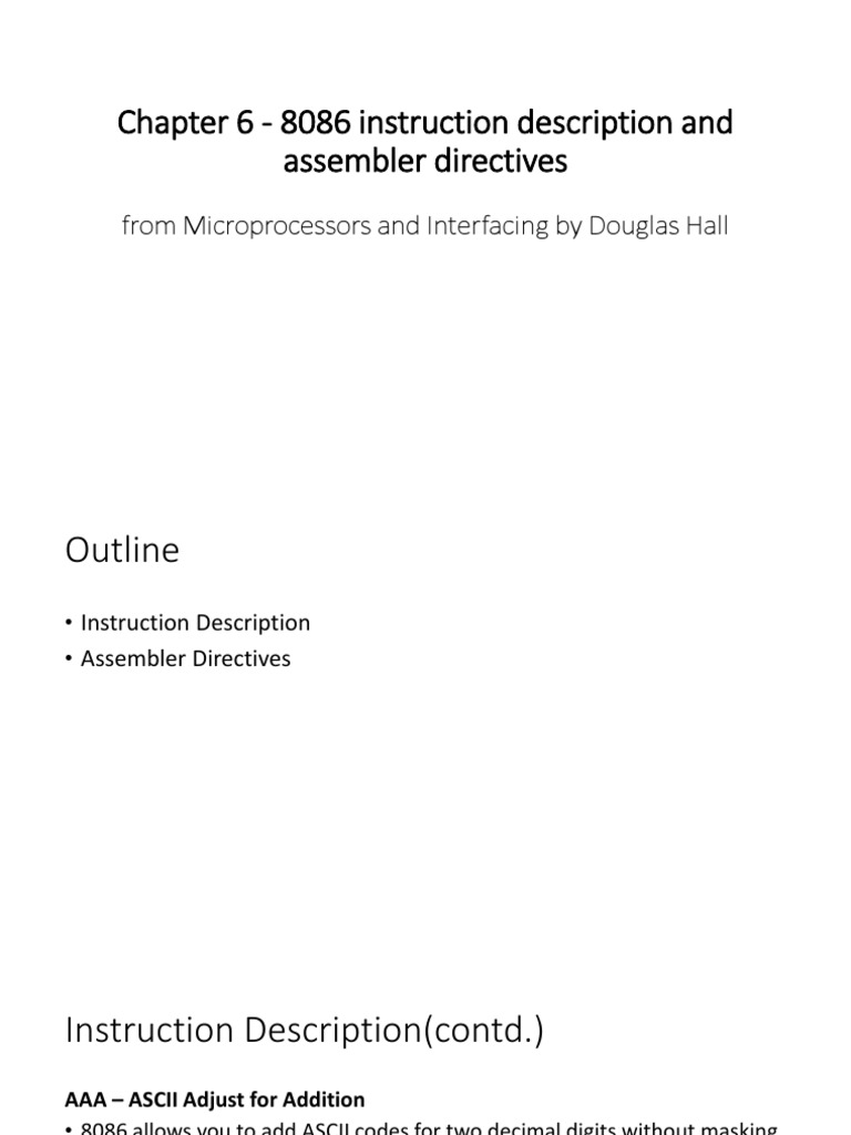 8086 Inst and Assembler Directives | PDF | Subroutine | Assembly Language