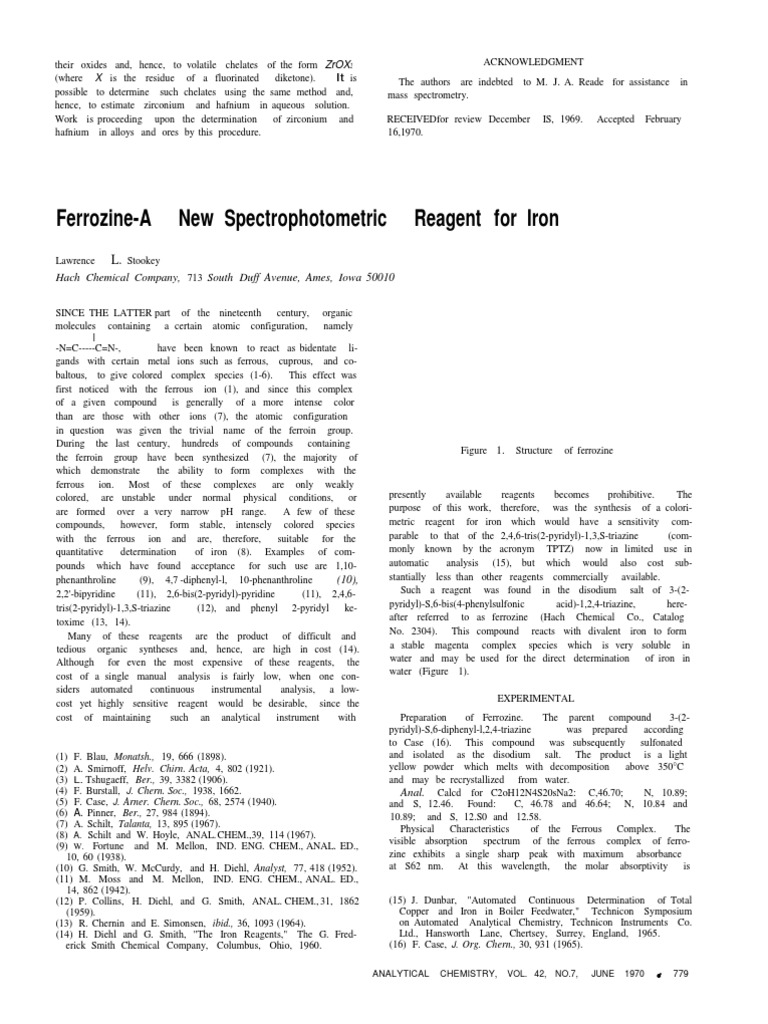 Ferrozine Test | PDF | Iron | Titration