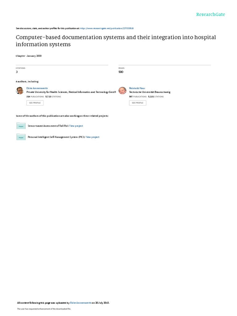 Computer-Based Documentation Systems and Their Int PDF | PDF ...