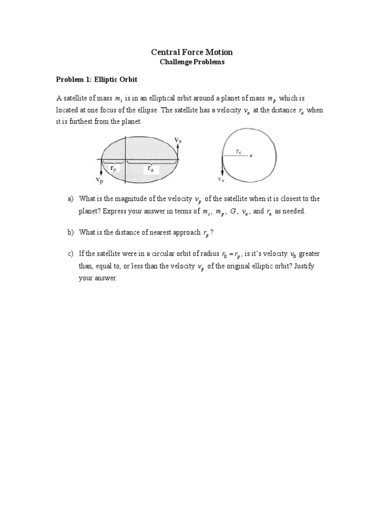 MIT8 01SC Problems28 Gaya Sentral | PDF | Apsis | Orbit