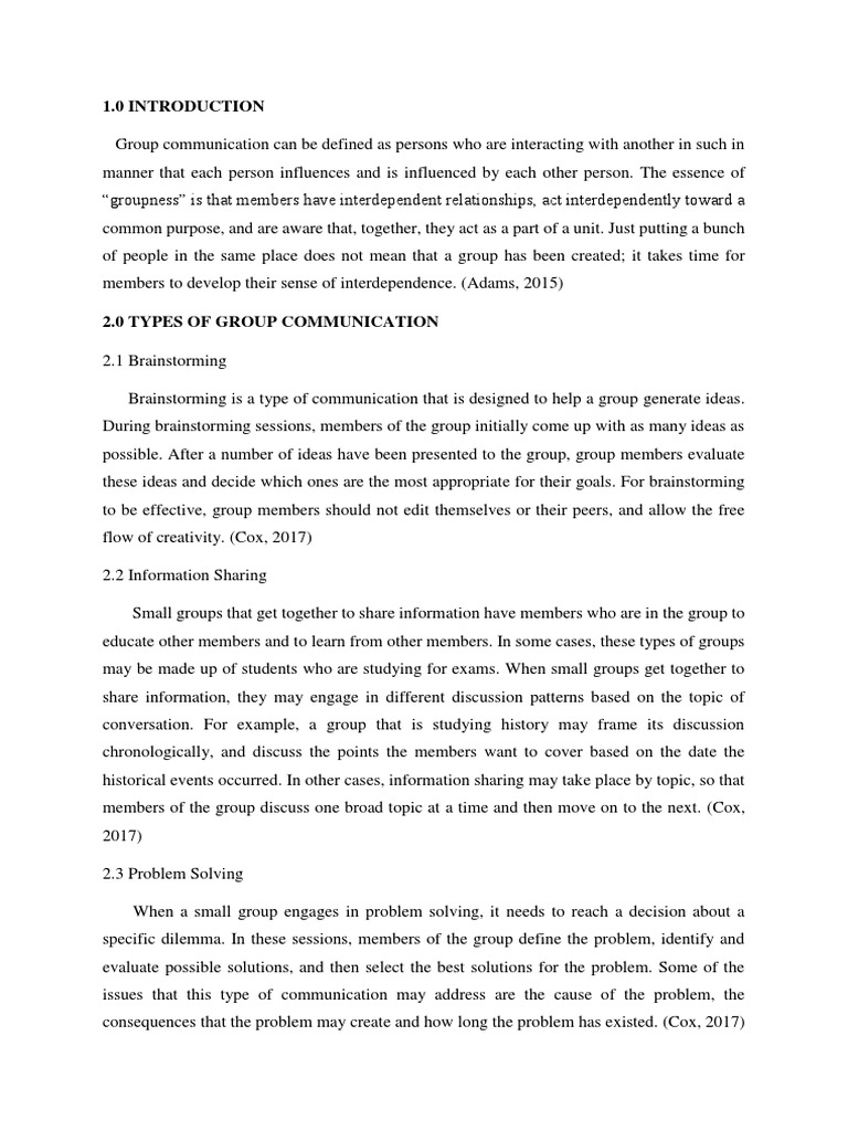 Types of Group Communication | PDF | Brainstorming | Communication