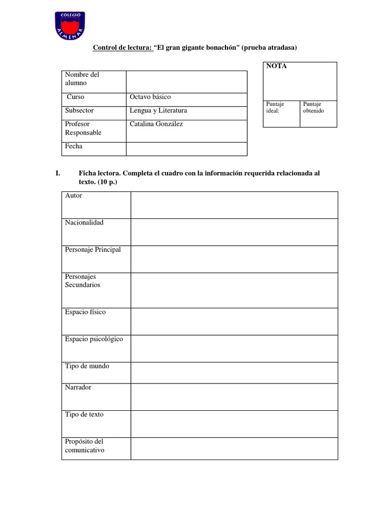 Prueba El Gigante Bonachon | PDF
