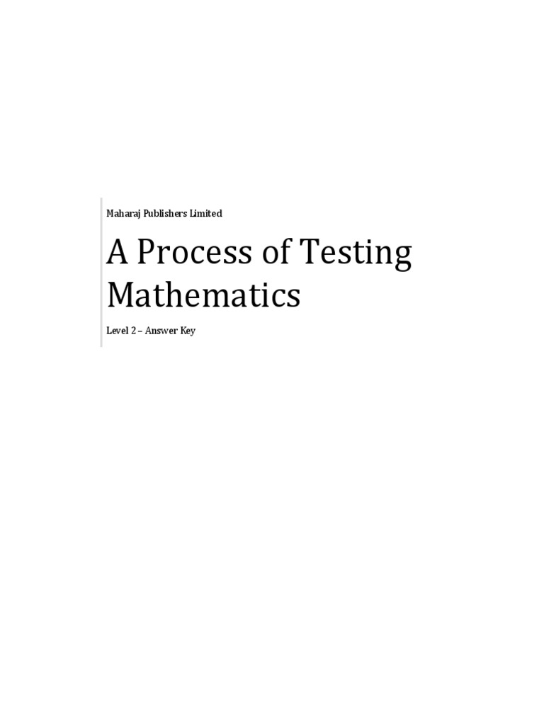 A Process of Testing Mathematics - Level 2 - Answer Key | PDF ...