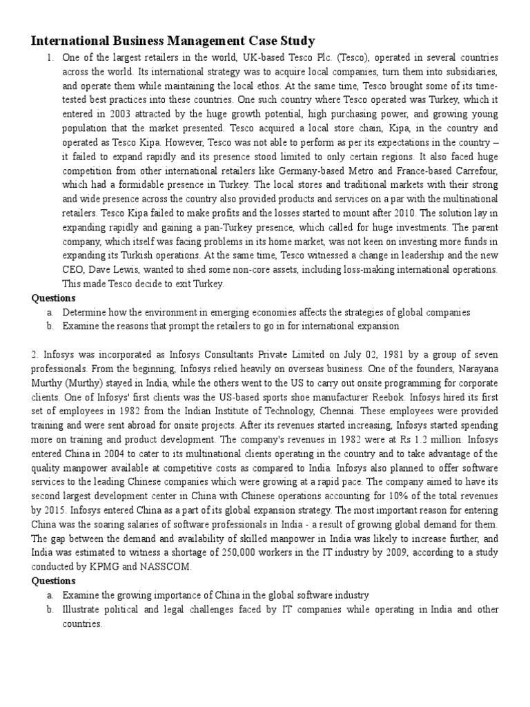 International Business Case Study1 | PDF | Tesco | International Business