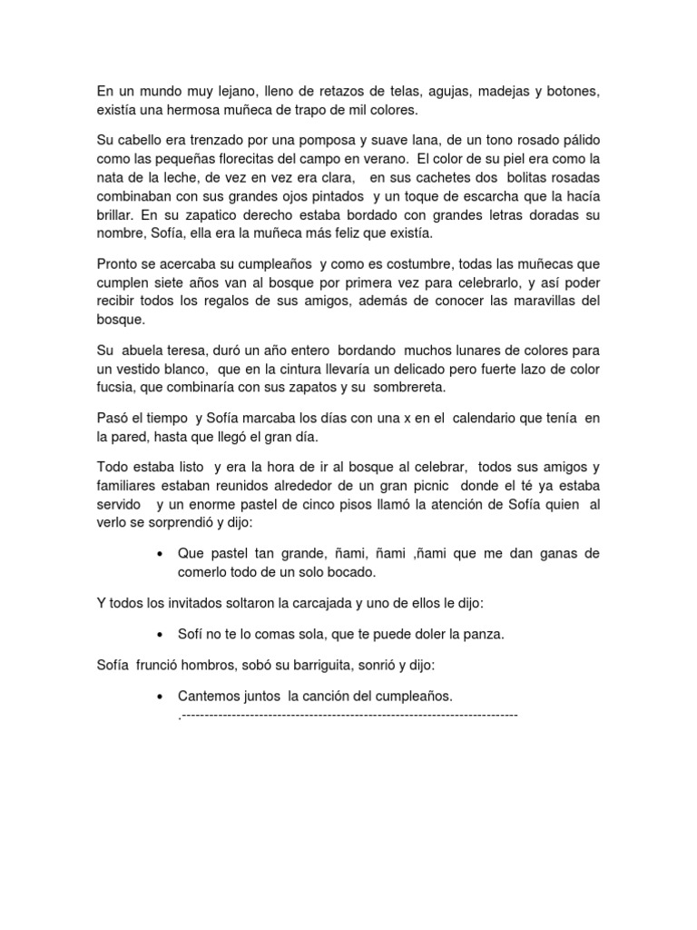 Cumpleaños de Sofía: Un Cuento Mágico | PDF | Cumpleaños