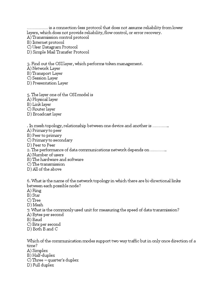 MCQ 123 | PDF | Internet Protocol Suite | Computer Network