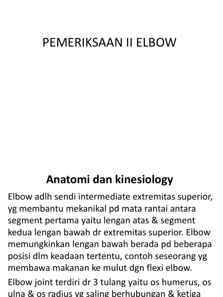 Pemeriksaan dan Anatomi Sendi Elbow | PDF