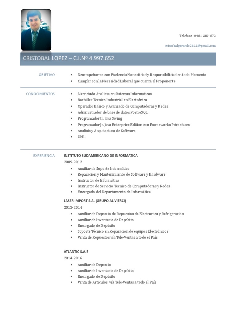 CV - Cristobal Lopez - Programador Junior | PDF | Ingeniería de ...