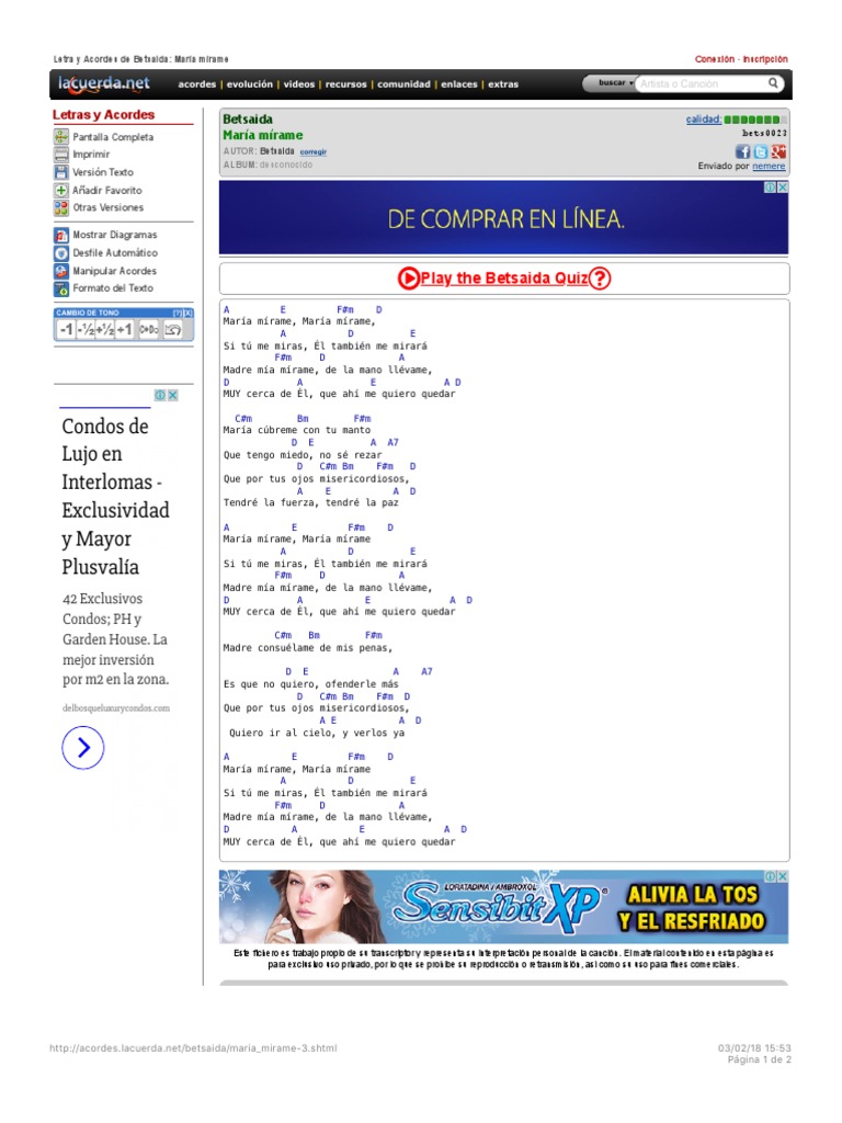 Betsaida, María Mírame - Letra y Acordes | PDF