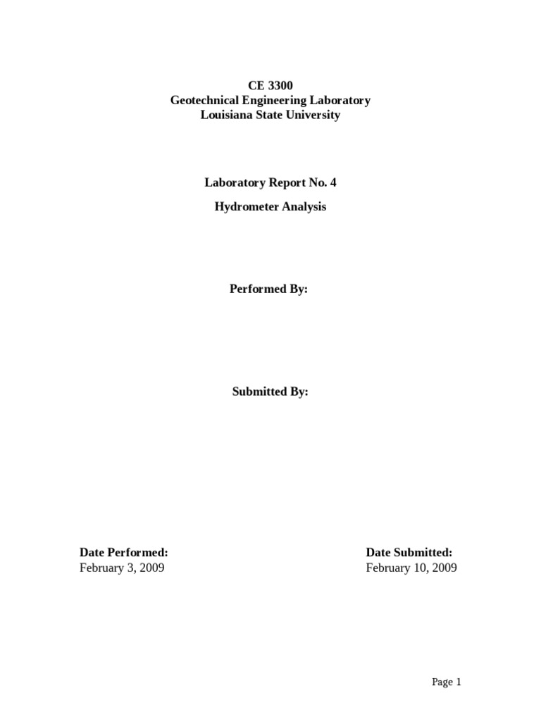 Hydrometer Analysis Lab Report | PDF | Soil Mechanics | Silt