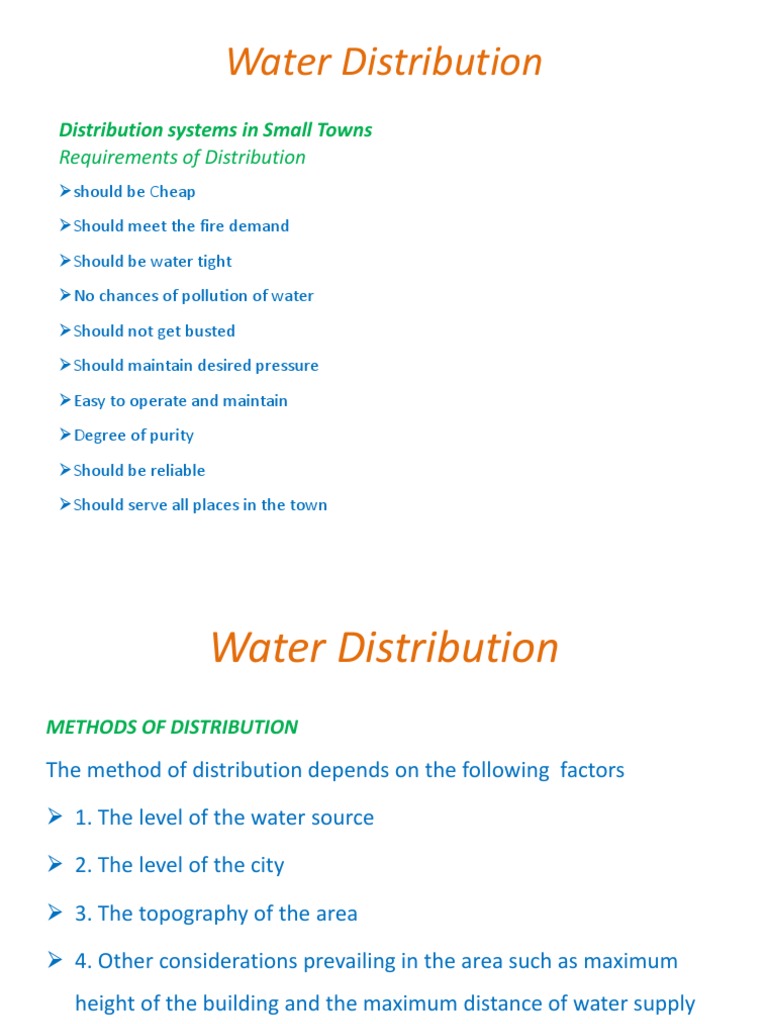 Water Distribution Methods in Small Towns | PDF | Pump | Electrical Grid