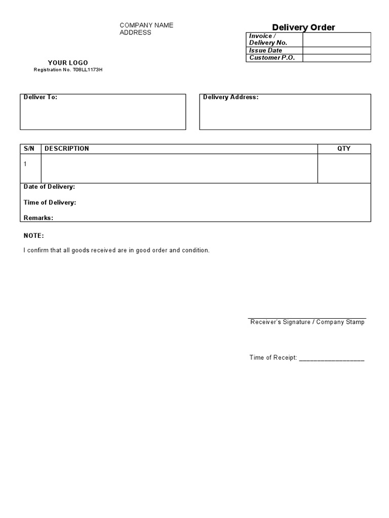 Delivery Order Template 1 PDF | PDF