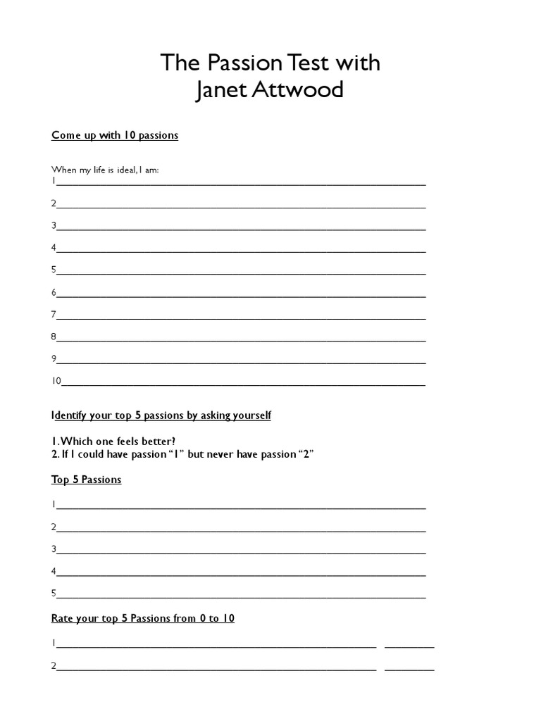 The Passion Test | PDF