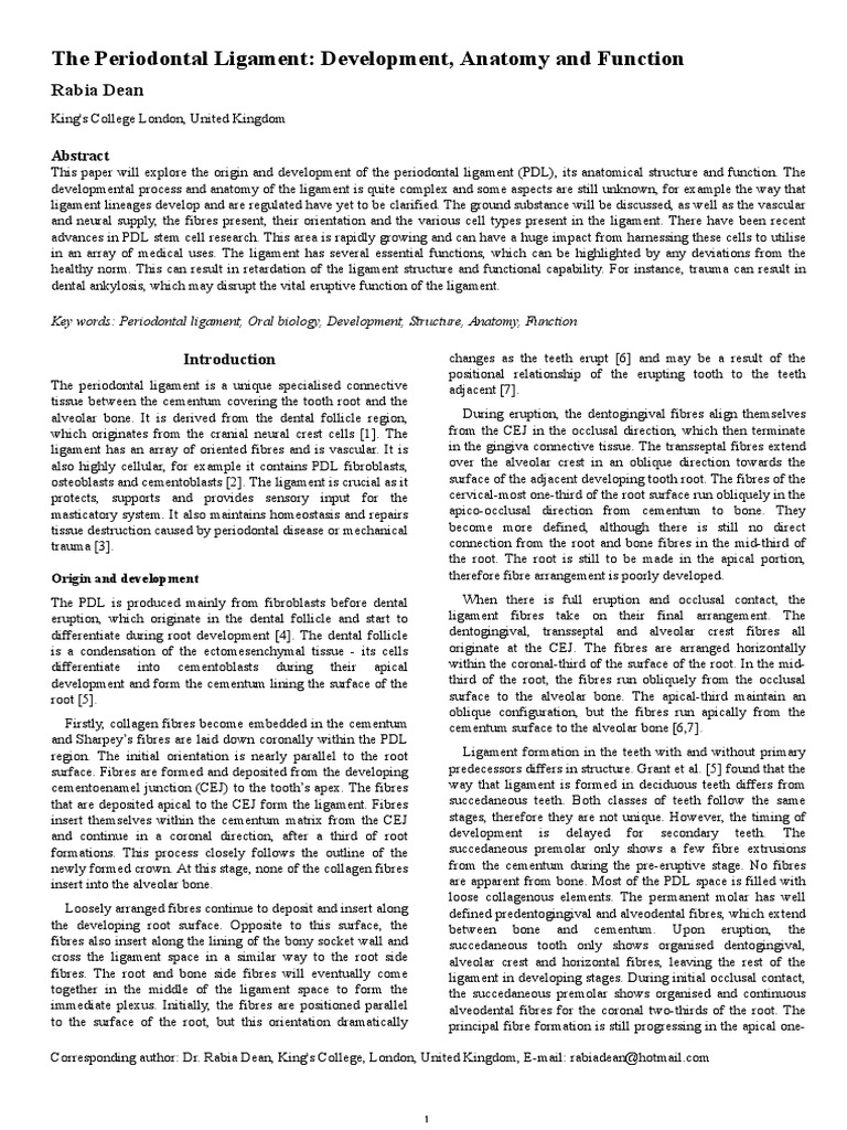 PDL PDF | PDF | Human Tooth | Periodontology