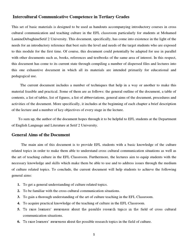 Intercultural Communicative Competence in Tertiary Grades | PDF ...
