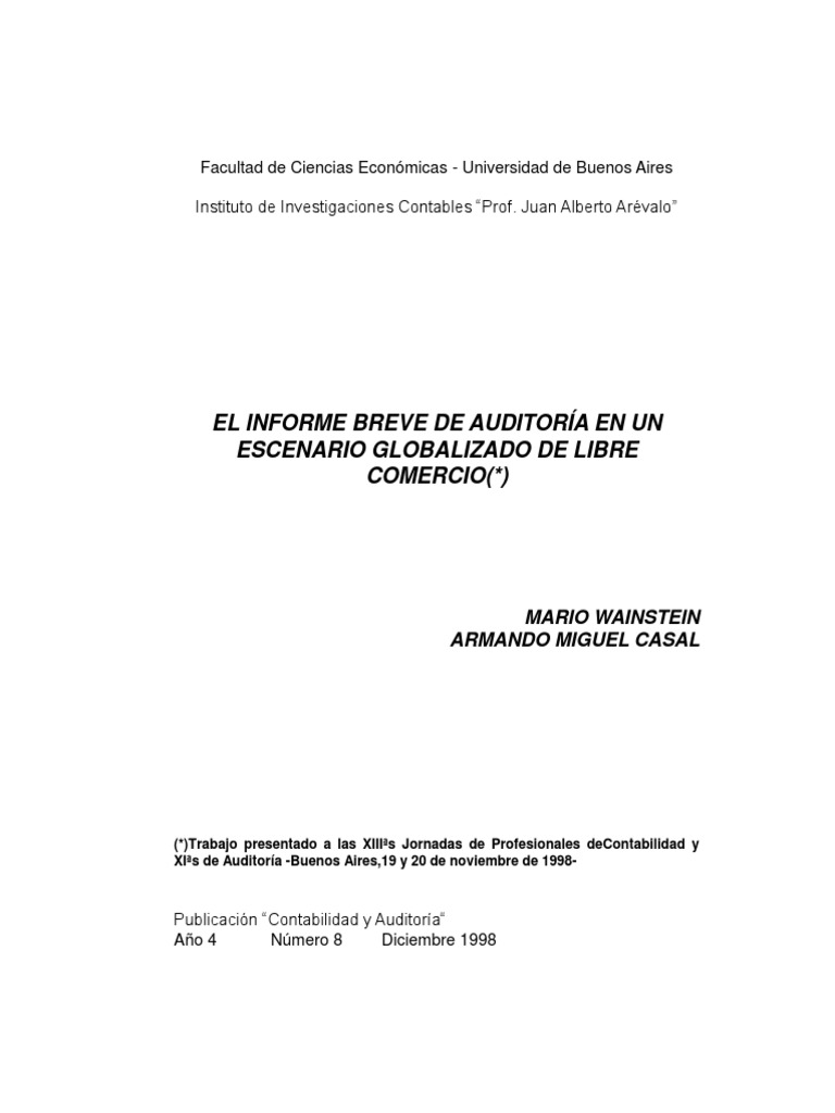 Informe de Auditoria | PDF | Auditoría financiera | Contabilidad