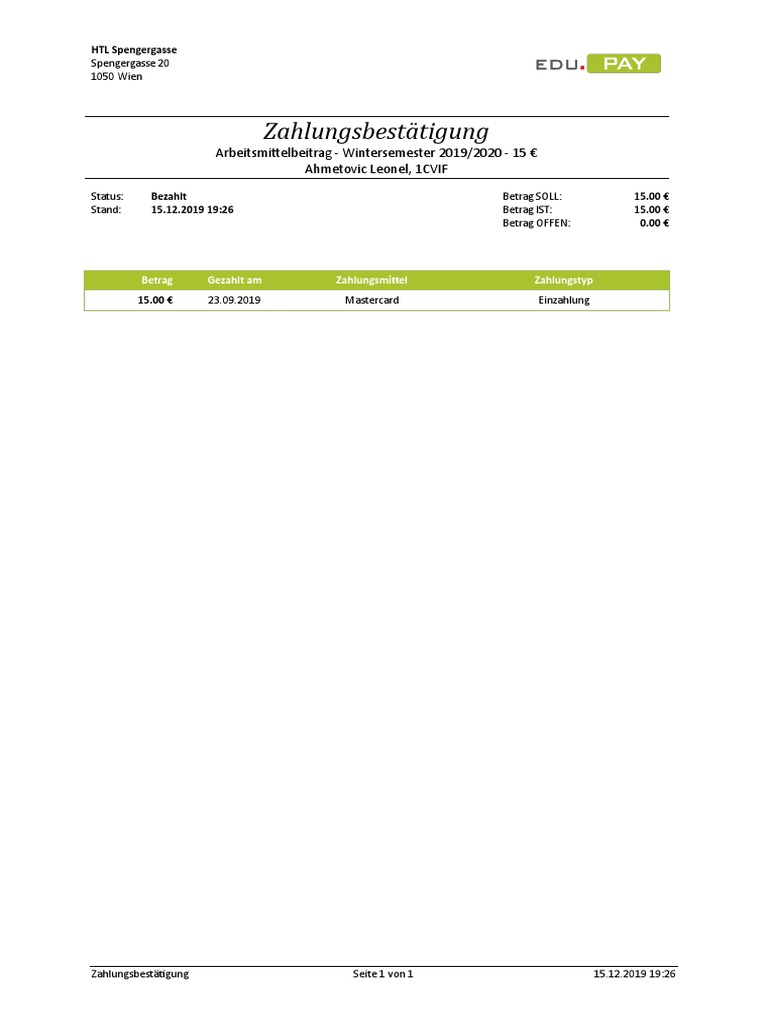 Zahlungsbestätigung PDF | PDF