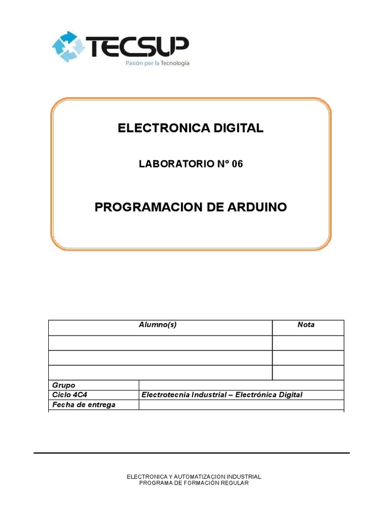 Lab 06 - Introducción A Arduino | PDF | Electrónica | Arduino