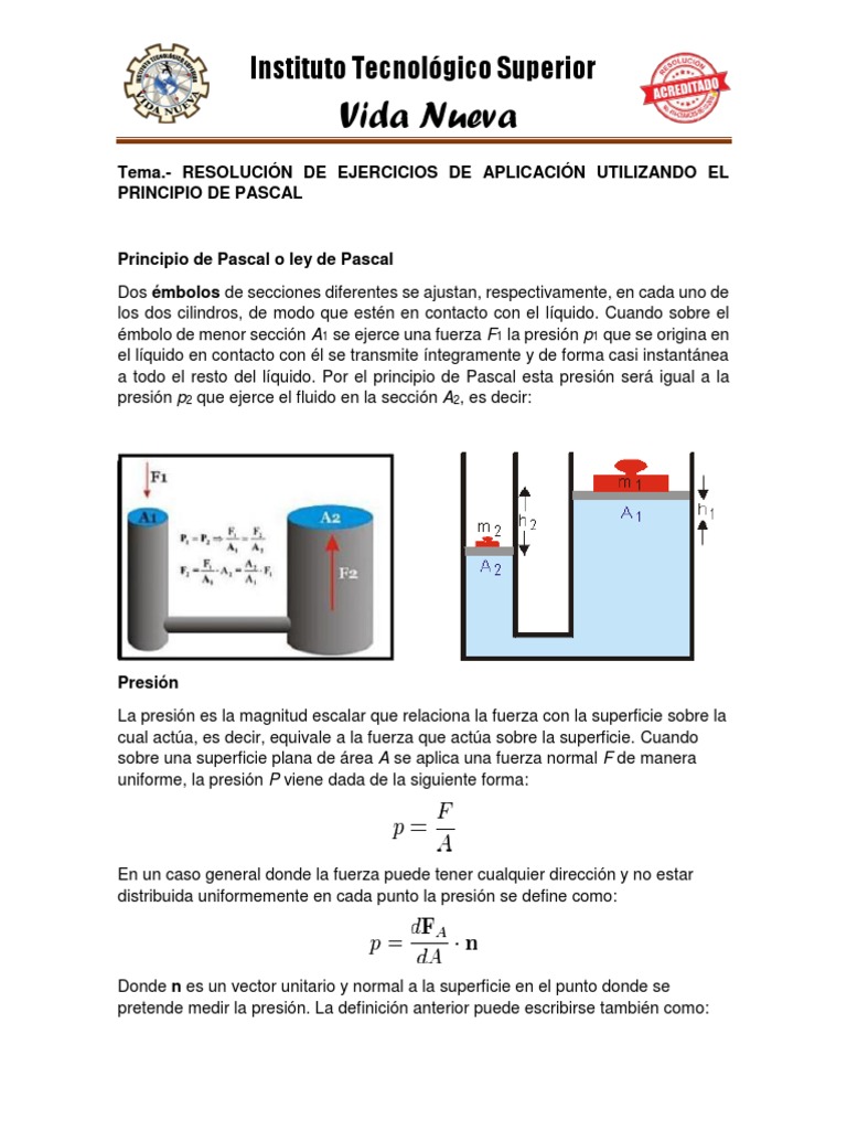 Resolución de Ejercicios de Aplicación Utilizando El Principio de Pascal | Descargar gratis PDF ...