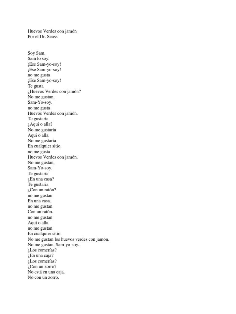 Huevos Verdes Con Jamón PDF | PDF