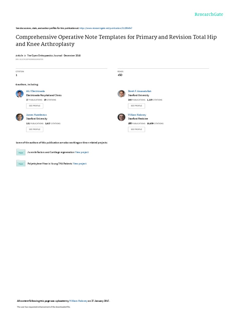 Comprehensive Operative Note Templates For Primary | PDF | Surgery ...