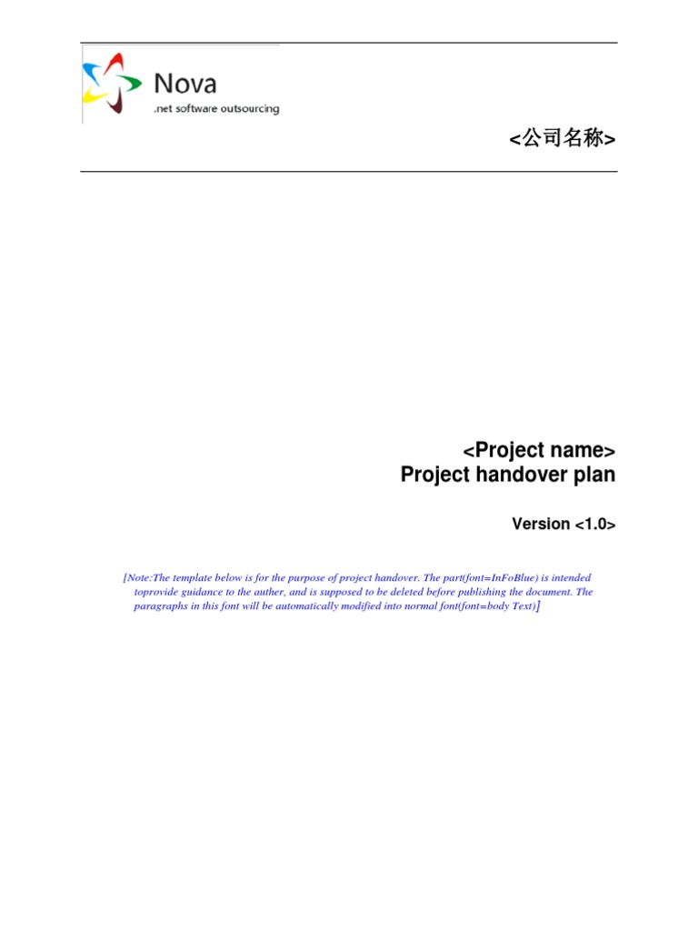 Project Handover Plan Template | PDF | Faq | Information Technology ...