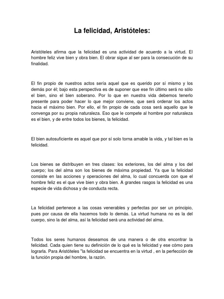 La felicidad según Aristóteles y estoicos | PDF | Epicteto | Felicidad