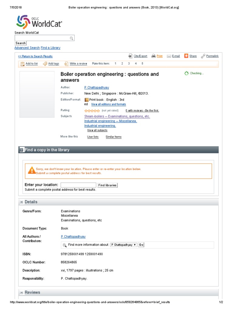 Boiler Operation Engineering - Questions and Answers (Book, 2013 ...