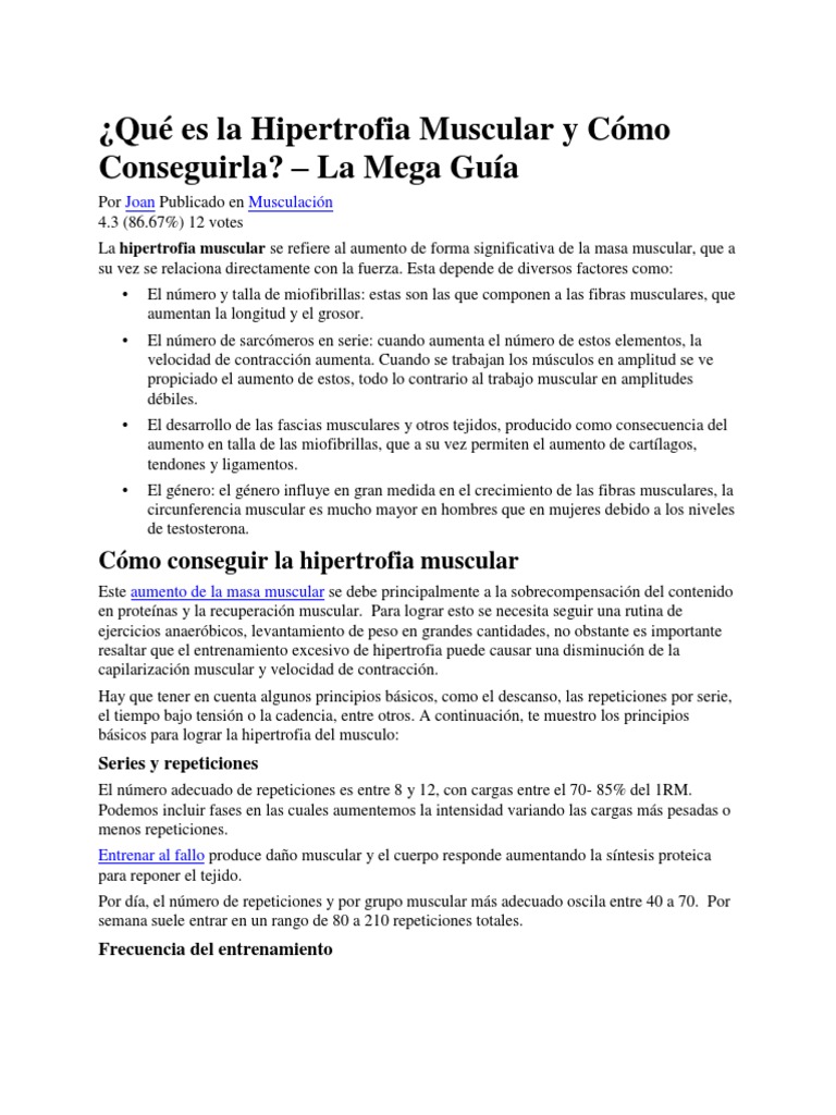 Guía Completa sobre Hipertrofia Muscular | PDF | Hipertrofia muscular ...