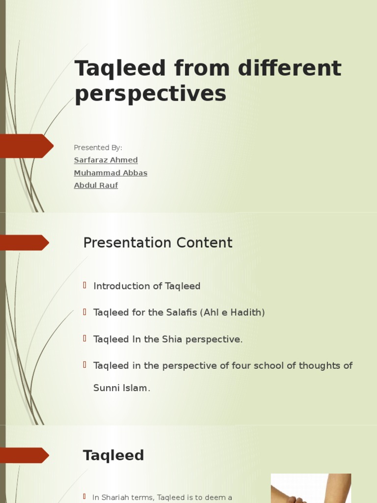 Presentation On Taqleed | PDF | Hadith | Shia Islam