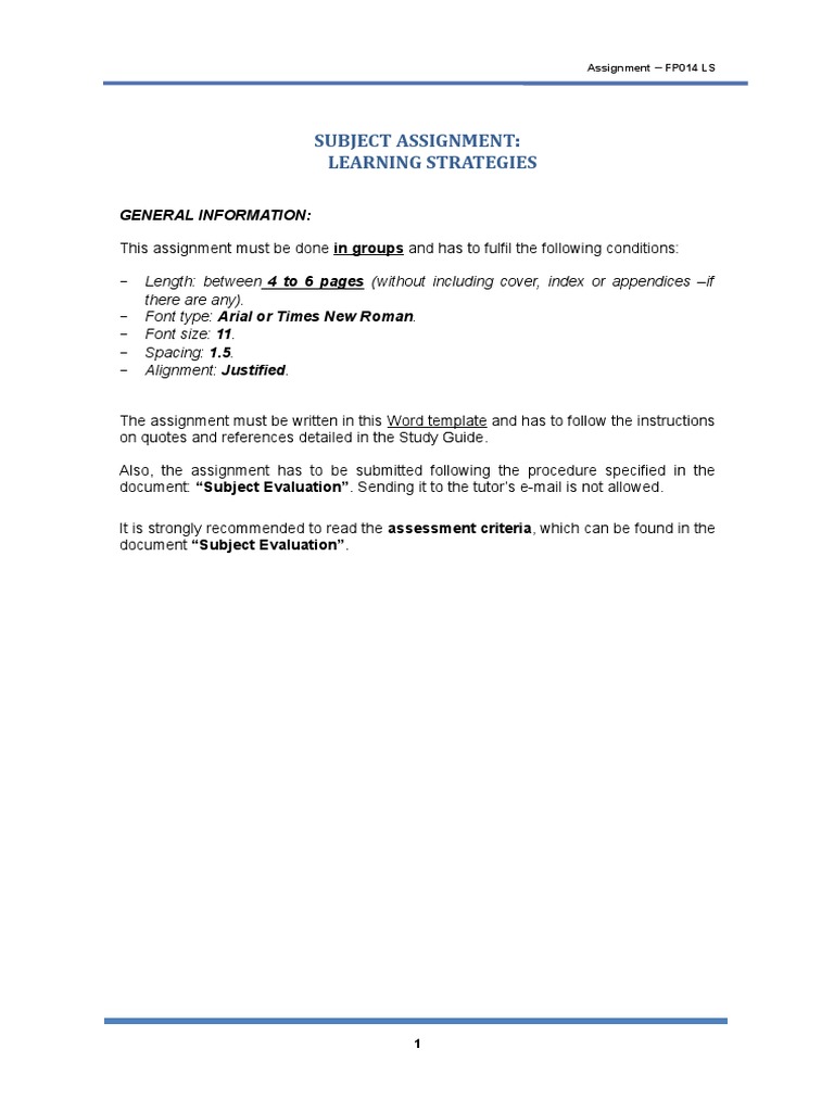 Learning Strategies Assignment Guide | PDF