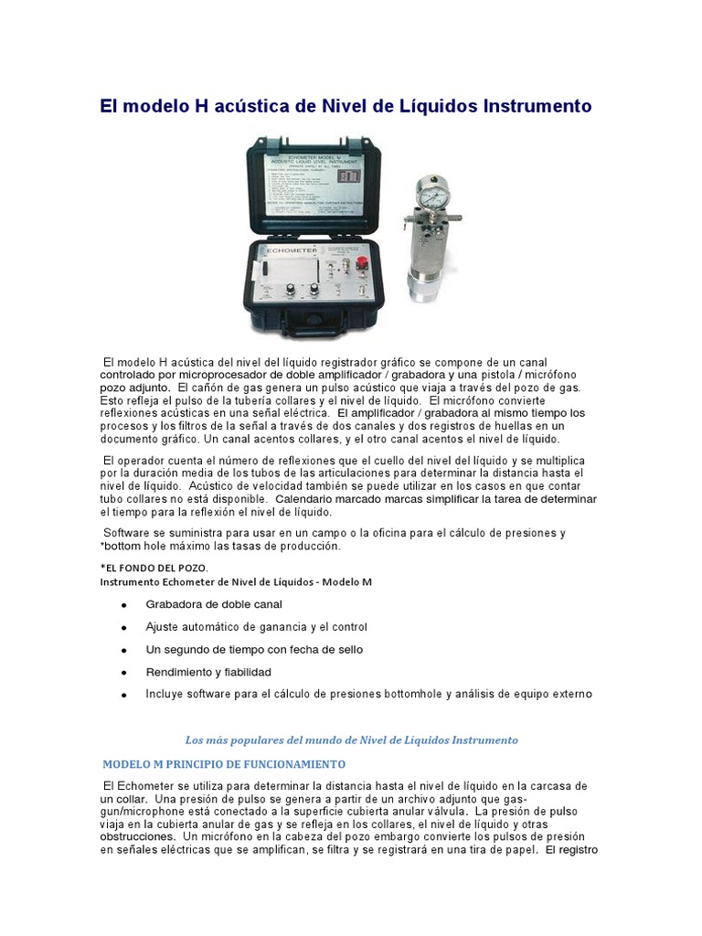 Instrumento Echometer Modelo M para Nivel de Líquidos | PDF | Micrófono ...